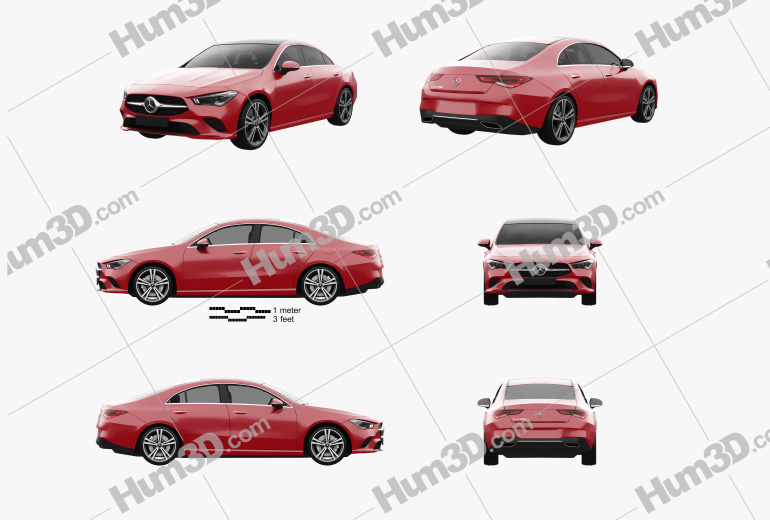 Mercedes-Benz CLA-class 2022 Blueprint Template - 3DModels.org