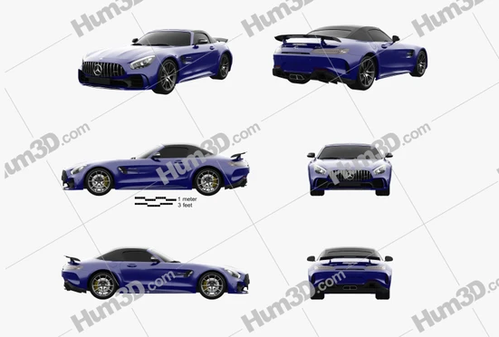 Mercedes amg gt blueprints Download in PNG - 3DModels.org