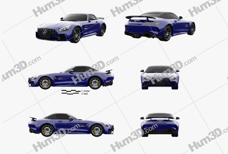 Mercedes-Benz AMG GT R Roadster 2019 Blueprint Template - 3DModels.org
