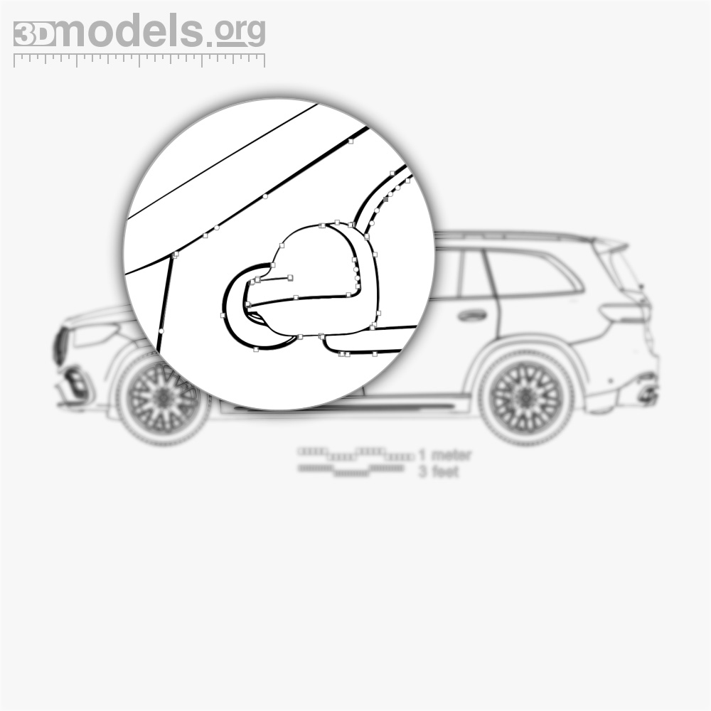 Mercedes-Benz GLS-class AMG US-spec 2024 Vector Blueprint - 3DModels.org