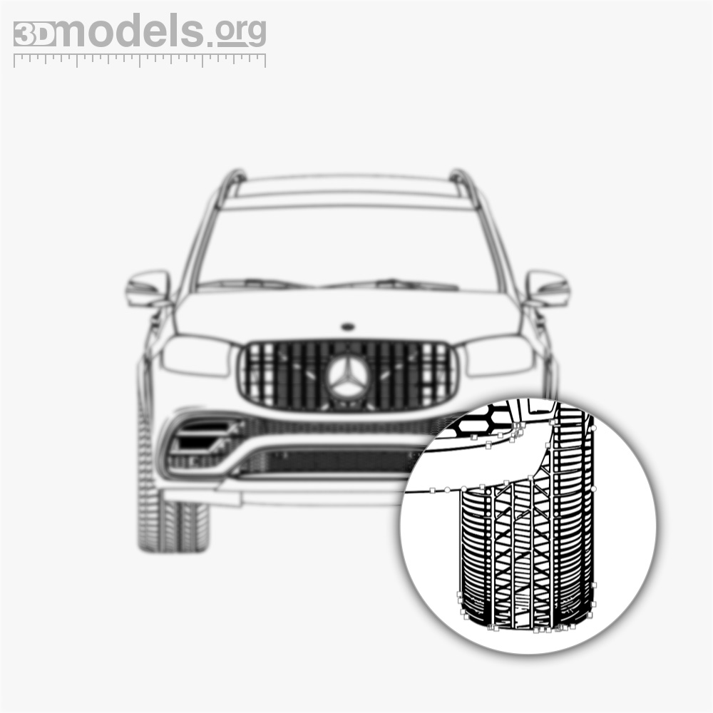 Mercedes-Benz GLS-class AMG US-spec 2024 Vector Blueprint - 3DModels.org