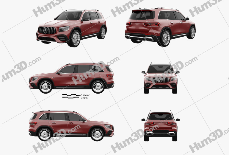Mercedes-Benz GLB-class AMG 2022 Blueprint Template - 3DModels.org