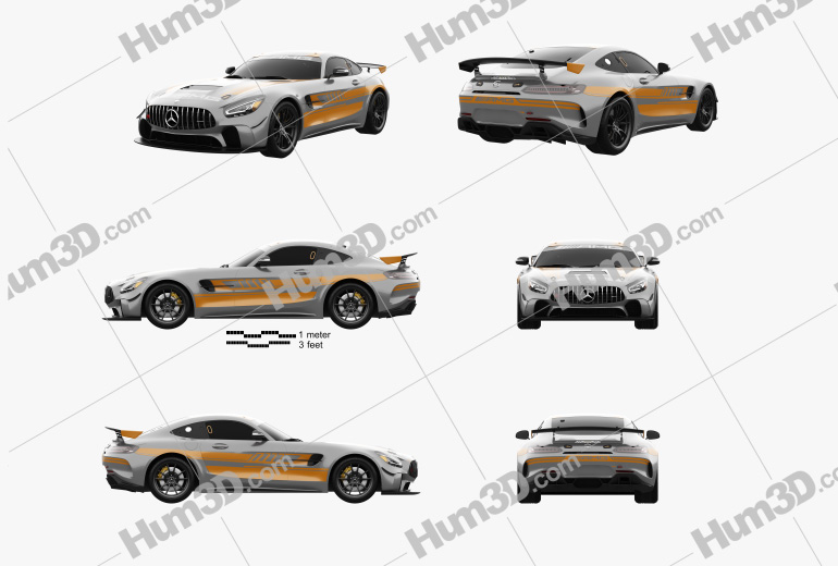 Mercedes-Benz AMG GT4 2021 Blueprint Template - 3DModels.org