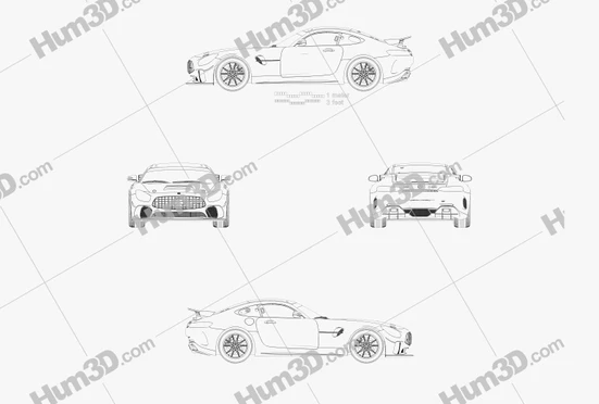 Mercedes amg gt blueprints Download in PNG - 3DModels.org
