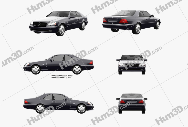 Mercedes-Benz CL-class 1998 Blueprint Template - 3DModels.org