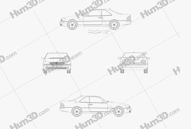 Mercedes-Benz CL-class 1998 Blueprint - 3DModels.org