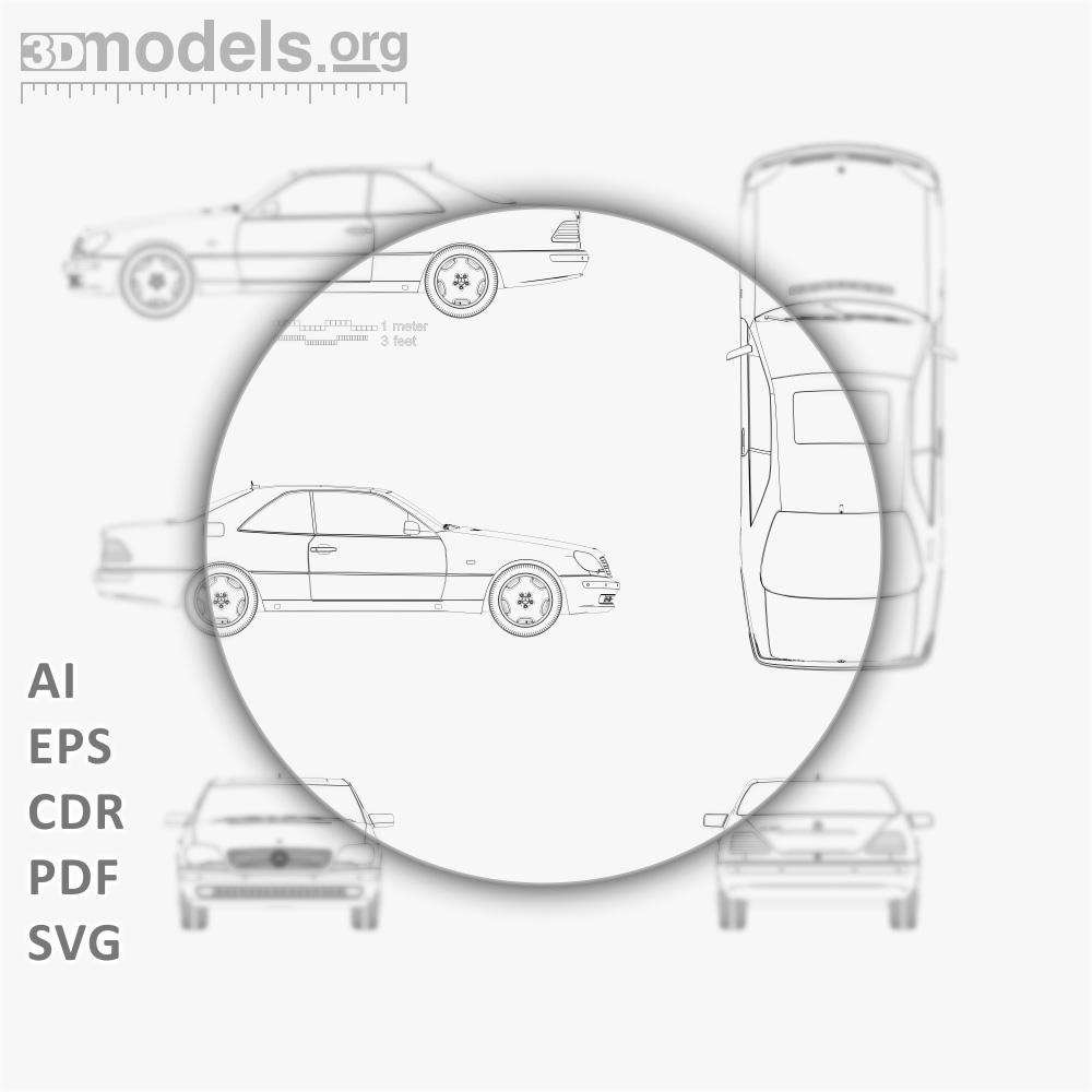 Mercedes-Benz Clase CL 1998 Plano Vectorial - 3DModels.org
