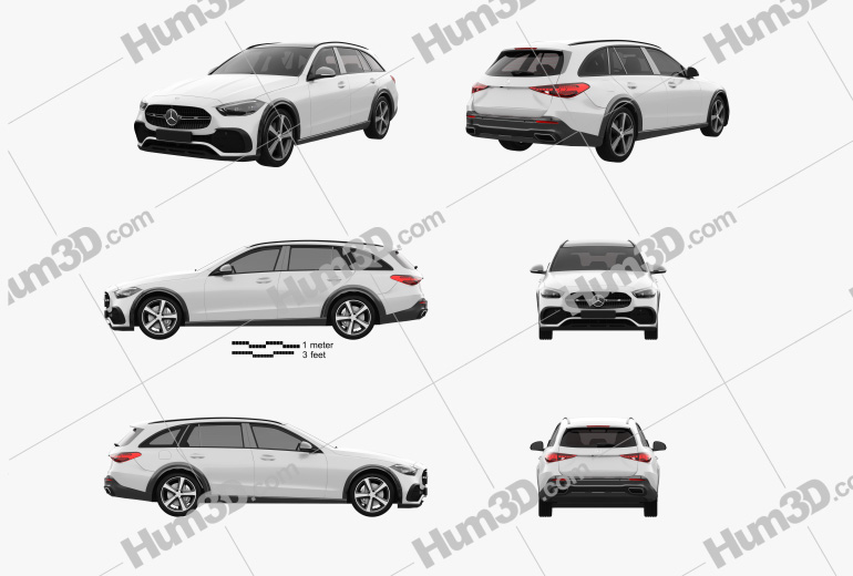 Mercedes-Benz C-class All-Terrain 2021 Blueprint Template - 3DModels.org