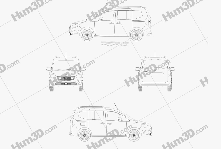 Mercedes-Benz T-class 2022 Blueprint - 3DModels.org