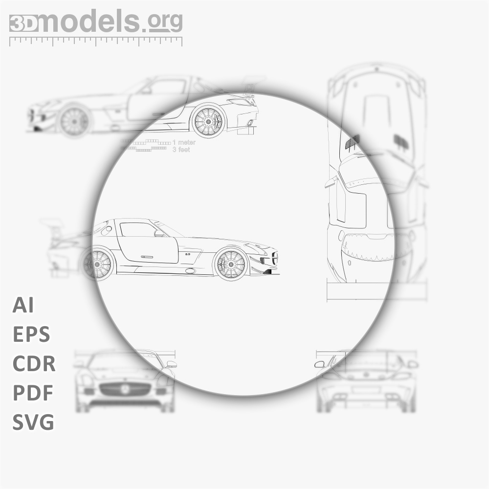 Mercedes-Benz SLS-class AMG GT3 Black Falcon 2014 Vector Blueprint ...