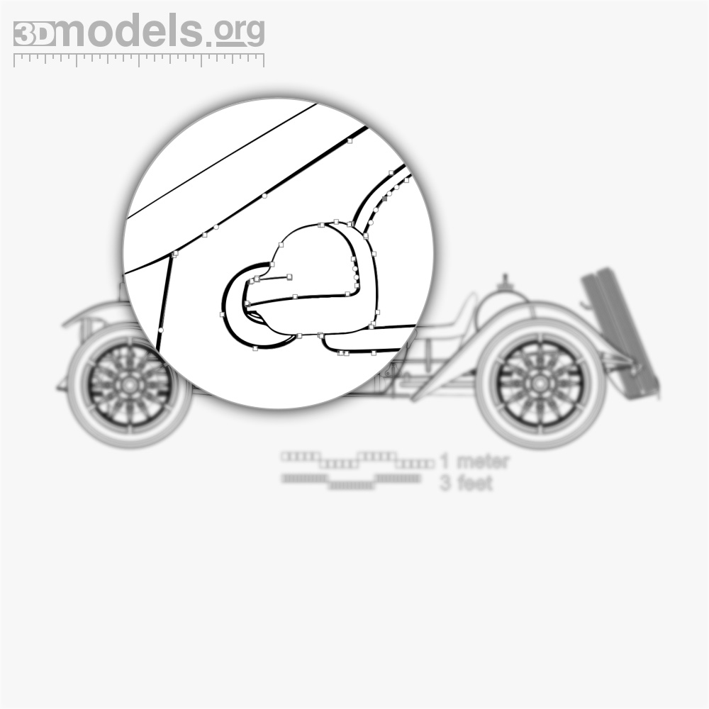 Mercer 35R Raceabout 1910 Vector Blueprint - 3DModels.org