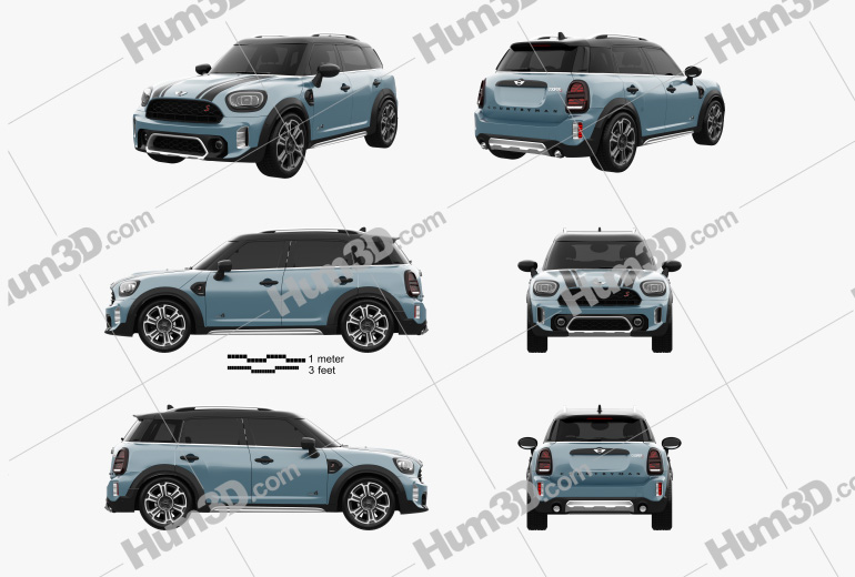 Mini Cooper Countryman S ALL4 2020 Blueprint Template - 3DModels.org