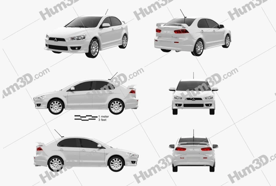 Mitsubishi Lancer blueprints Download in PNG - 3DModels.org