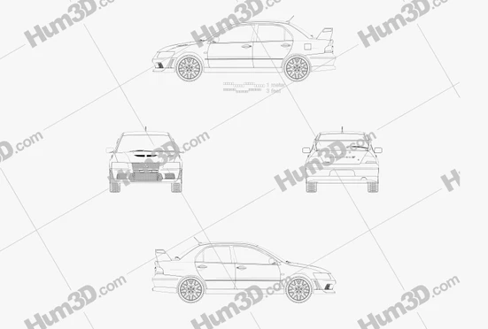 Mitsubishi Lancer blueprints Download in PNG - 3DModels.org