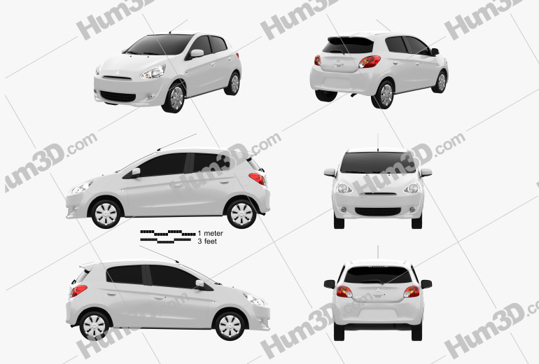 Mitsubishi Mirage blueprints Download in PNG - 3DModels.org