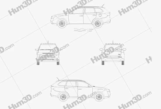 Mitsubishi Outlander blueprints Download in PNG - 3DModels.org