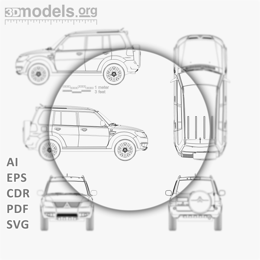 Mitsubishi Pajero TR4 2015 Vector Blueprint - 3DModels.org