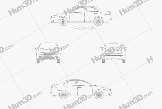 Mitsubishi Lancer blueprints Download in PNG - 3DModels.org