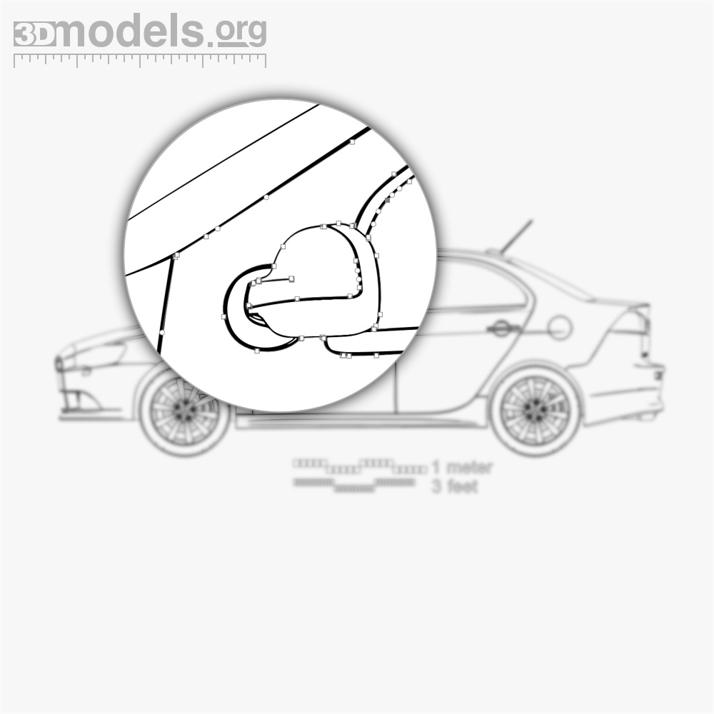 Mitsubishi Lancer sedan 2015 Vector Blueprint - 3DModels.org