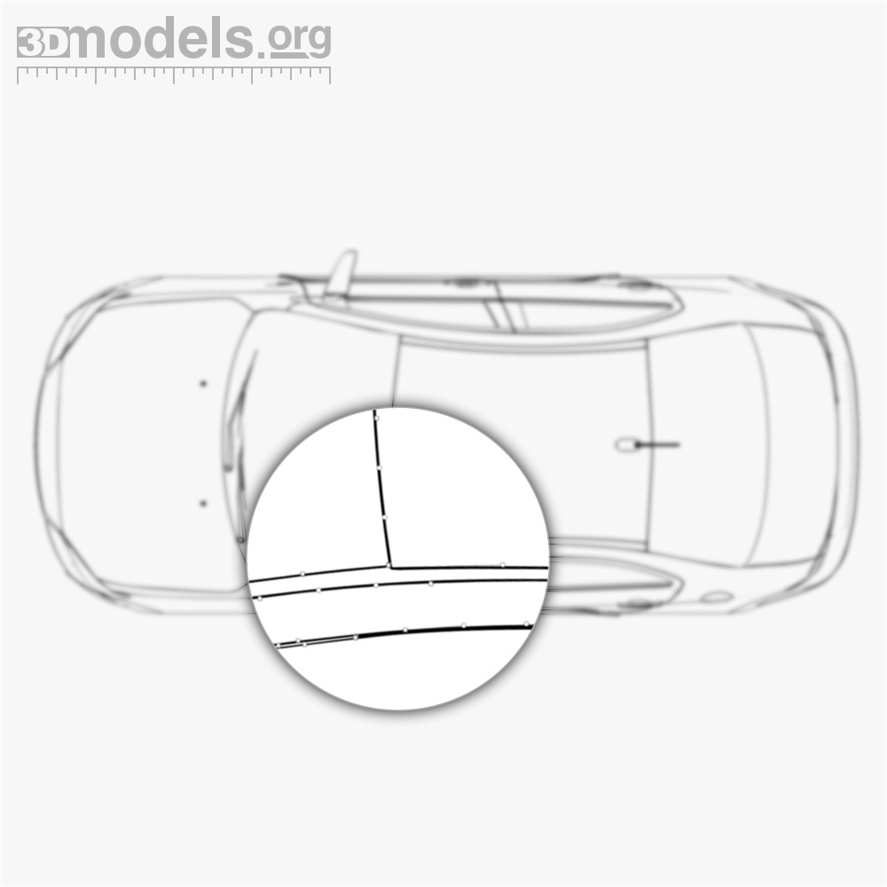 Mitsubishi Lancer 轿车 2015 矢量蓝图 - 3DModels.org