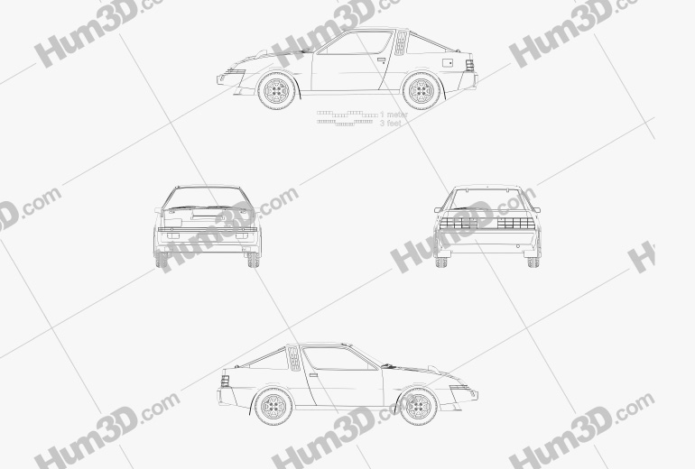 Mitsubishi Starion Turbo GSR III 1982 Blueprint - 3DModels.org