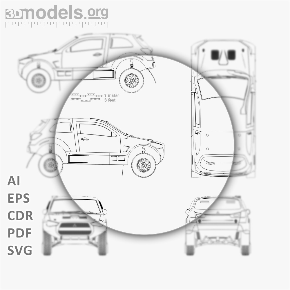 Mitsubishi ASX Dakar Racing 2016 Vector Blueprint - 3DModels.org