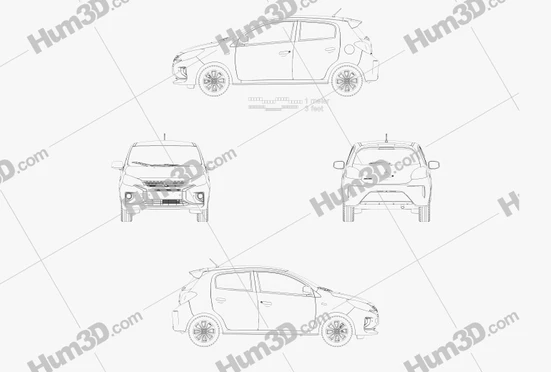 Mitsubishi Mirage blueprints Download in PNG - 3DModels.org