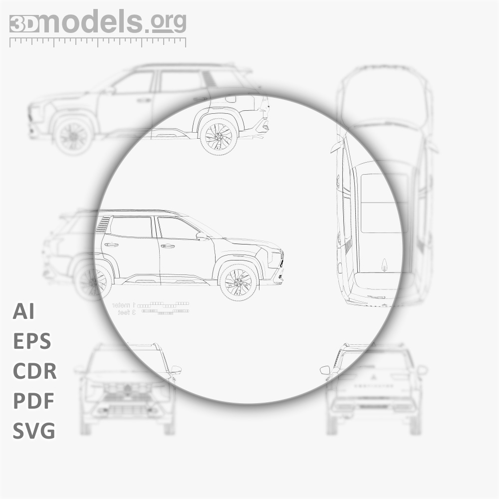Mitsubishi Destinator 2025 Vector Blueprint - 3DModels.org
