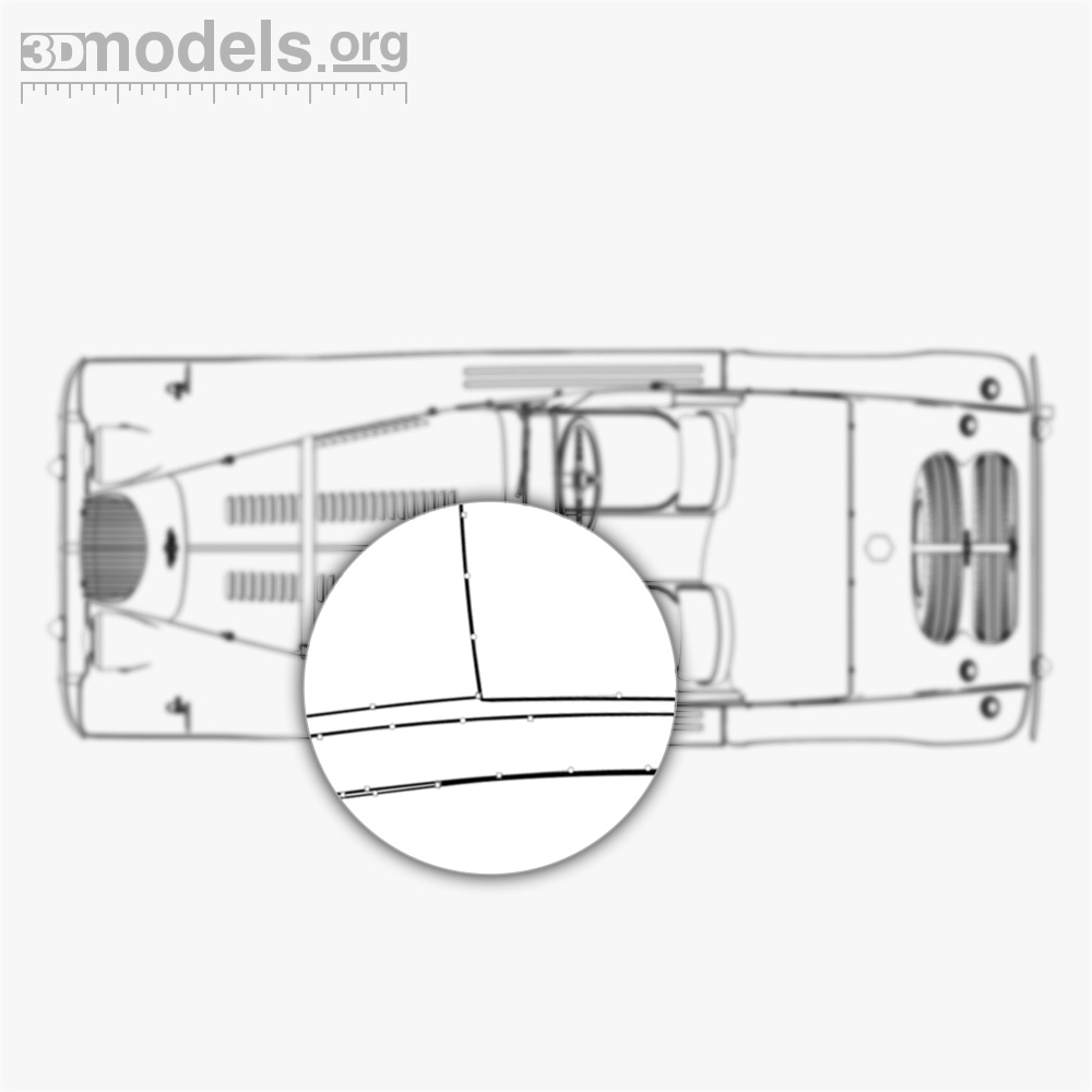 Morgan Plus 4 Jaune 1954 Plan Vectoriel - 3DModels.org