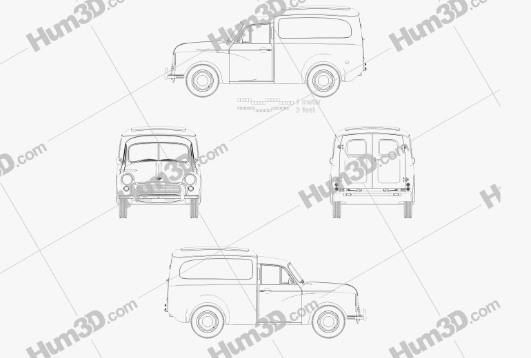 Morris Minor Van 1955 Blueprint - 3DModels.org