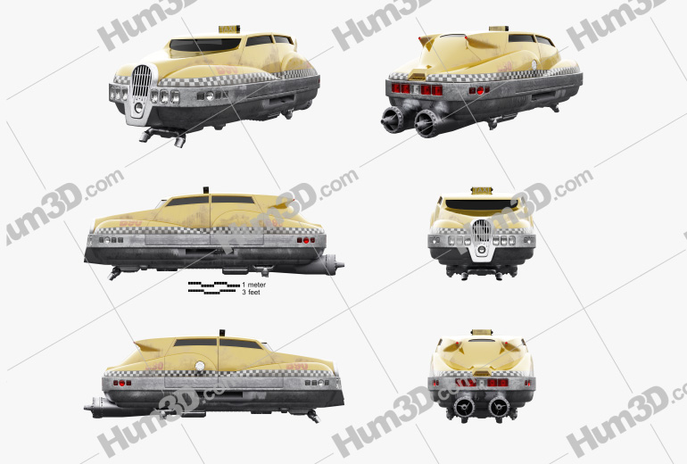 Fifth Element Taxi 1997 Blueprint Template - 3DModels.org
