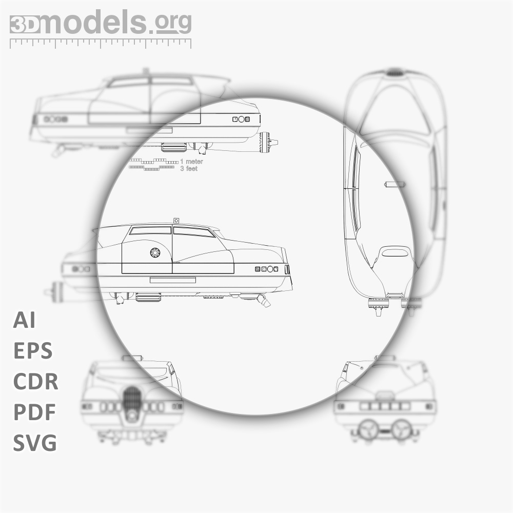 Fifth Element Taxi 1997 Vector Blueprint - 3DModels.org