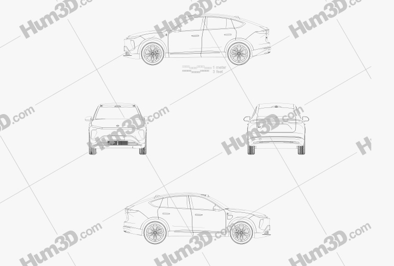 NIO EC7 2022 Blueprint - 3DModels.org