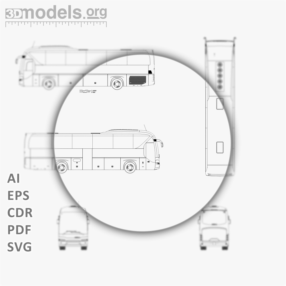 Neoplan Tourliner SHD bus 2007 Vector Blueprint - 3DModels.org