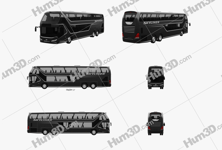 Neoplan Skyliner bus 2015 Blueprint Template - 3DModels.org