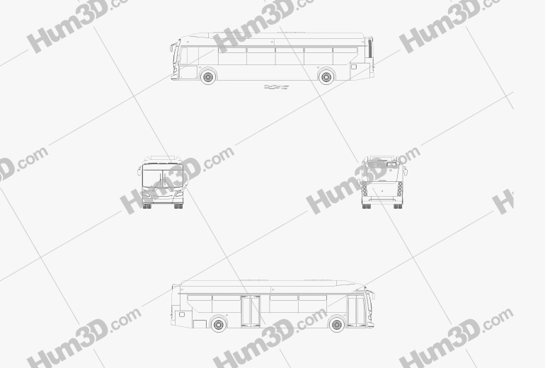 New Flyer Xcelsior Ônibus 2016 Blueprint - 3DModels.org