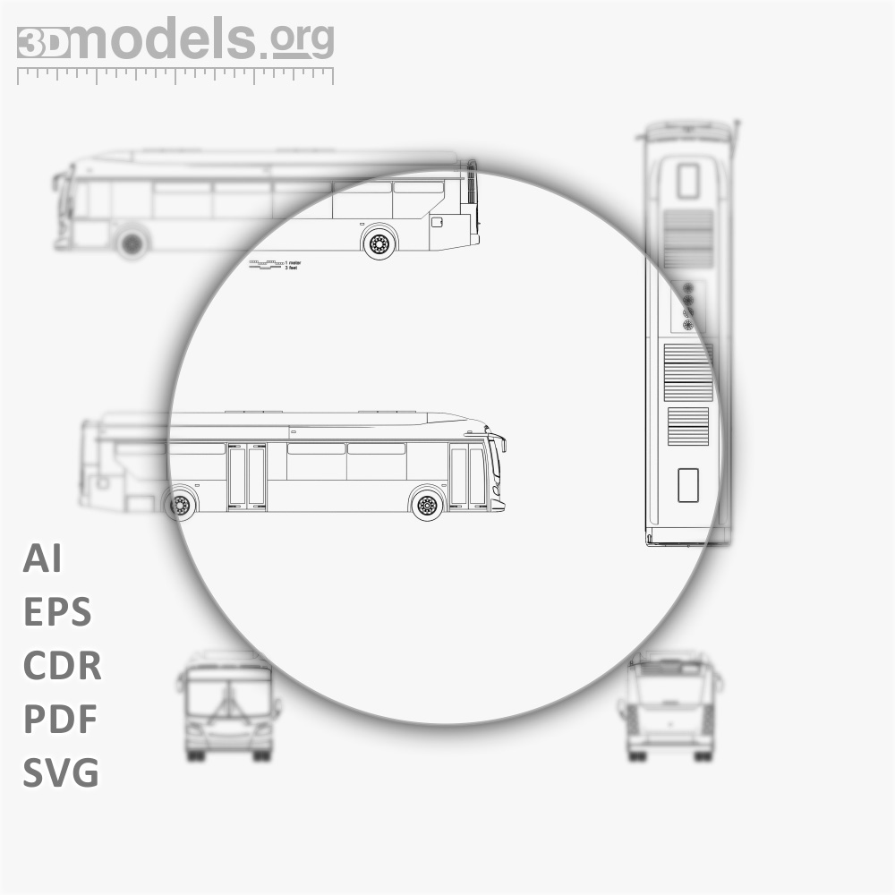 New Flyer Xcelsior bus 2016 Vector Blueprint - 3DModels.org