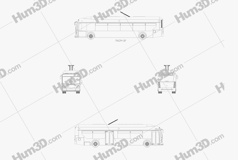 New Flyer Xcelsior Electric Bus 2016 도면 - 3DModels.org