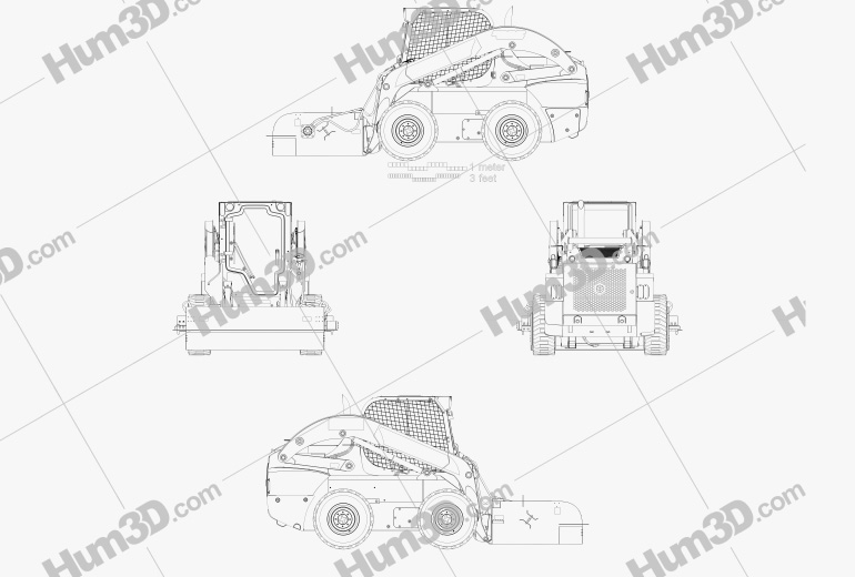 New Holland L225 Skid Steer Sweeper 2017 Blueprint - 3DModels.org