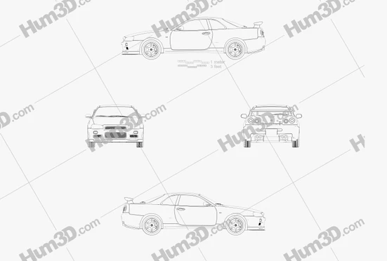 Nissan Skyline blueprints Download in PNG - 3DModels.org