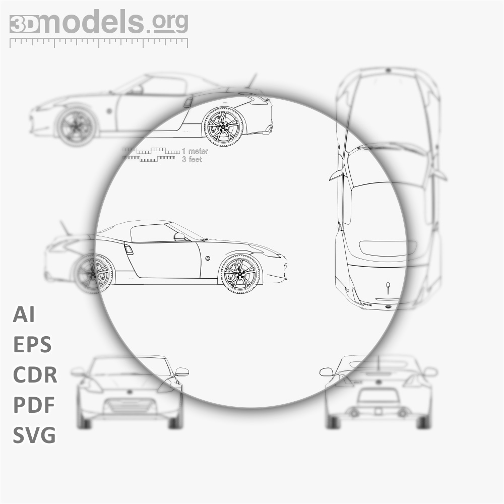 Nissan 370Z Roadster 2012 Vector Blueprint - 3DModels.org