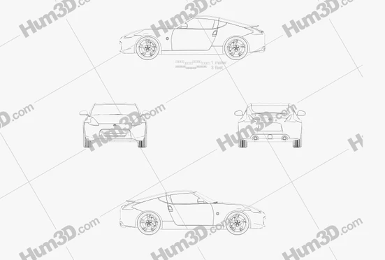 Nissan 370Z blueprints Download in PNG - 3DModels.org