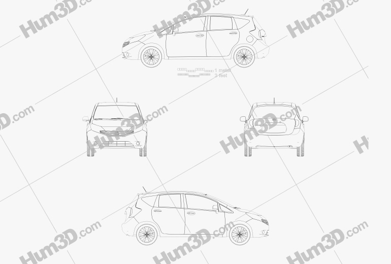 Nissan Versa Note (Livina) 2016 Blueprint - 3DModels.org
