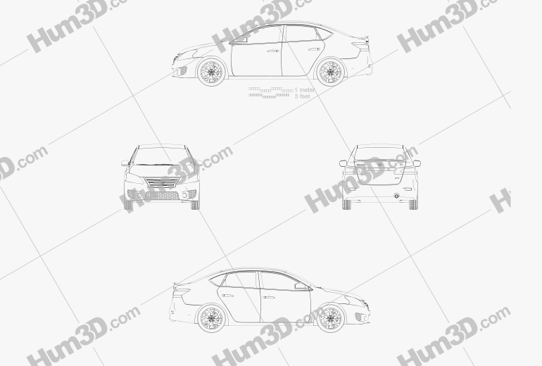 Nissan Sentra SR 2016 Blueprint - 3DModels.org