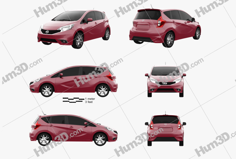 Nissan Note Dynamic 2016 Blueprint Template - 3DModels.org