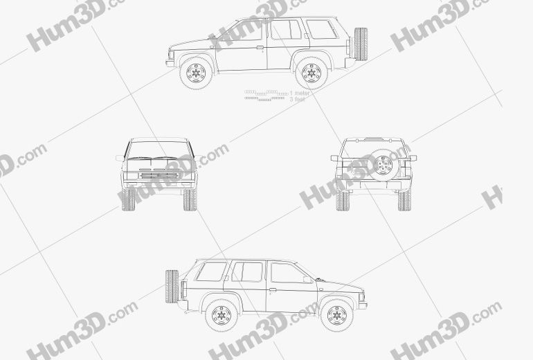 Nissan Terrano (Pathfinder) 1995 Blueprint - 3DModels.org