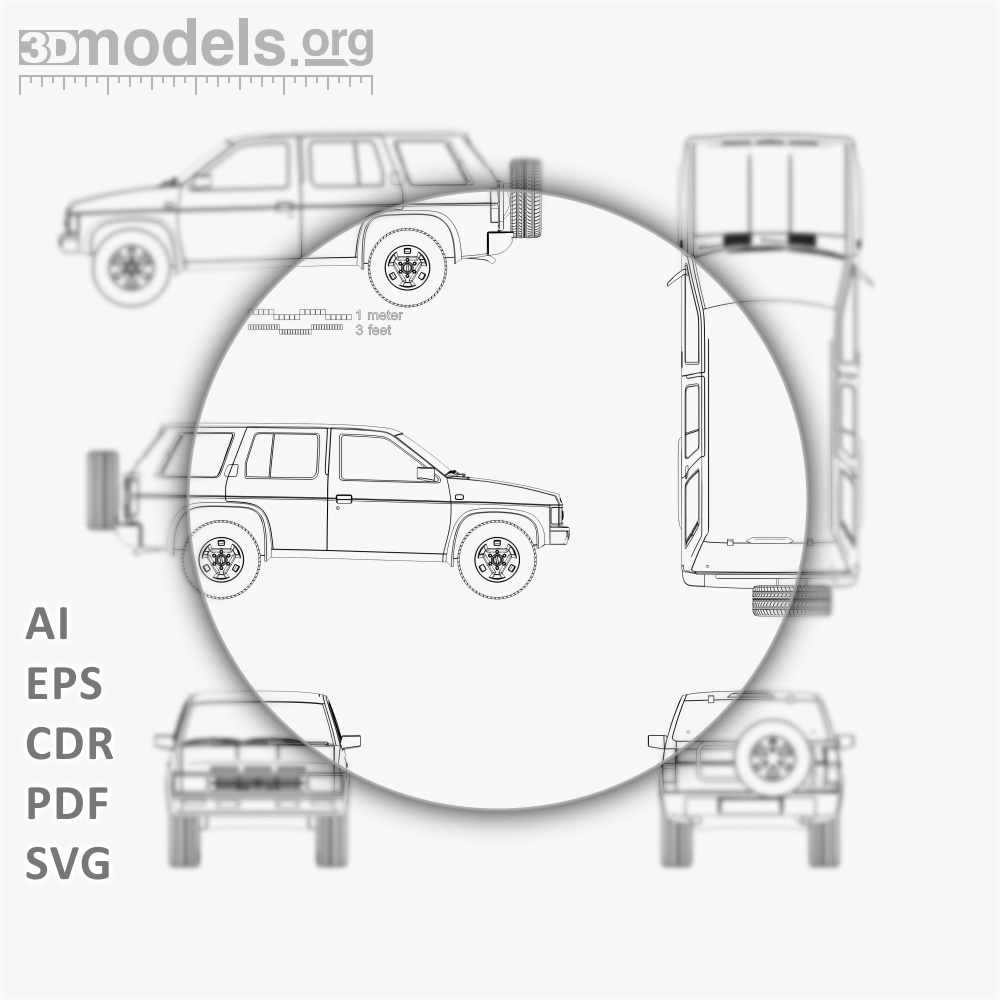 Nissan Terrano (Pathfinder) 1995 Vector Blueprint - 3DModels.org