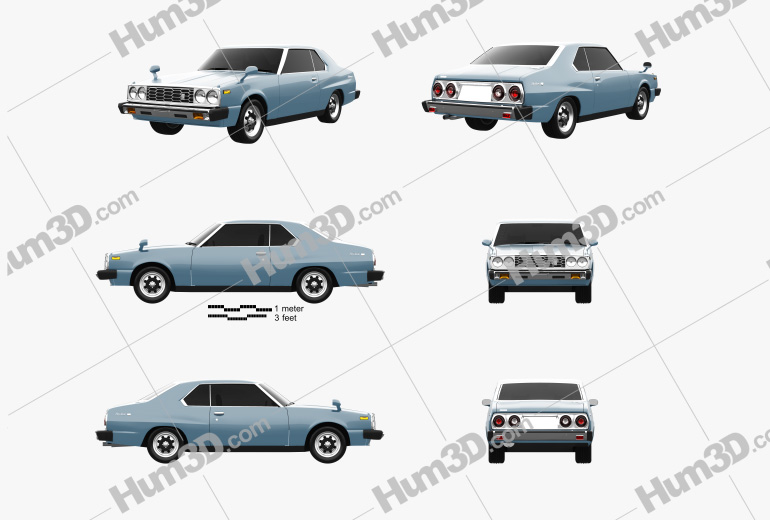 Nissan Skyline (C210) GT Coupe 2000 Blueprint Template - 3DModels.org