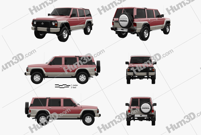 Nissan Patrol (Y60) 5-door 1997 Blueprint Template - 3DModels.org