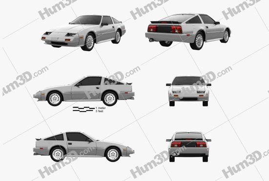 Nissan 300ZX blueprints Download in PNG - 3DModels.org